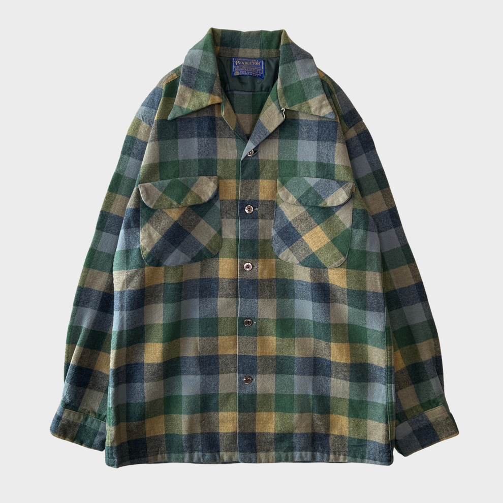70's Pendleton ボードシャツ チェック 緑青灰 (S)/A8722S-SO – PAGE. Vintage Clothing Store